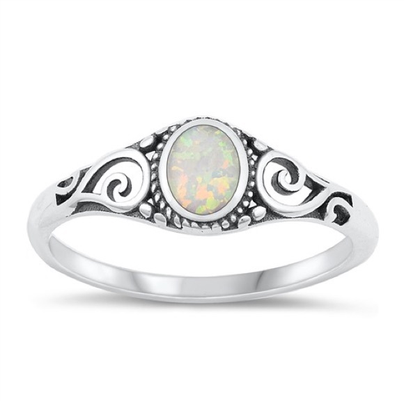 Jewelry | Vintage Style Lab Created Opal Ring In Genuine 925 Sterling ...